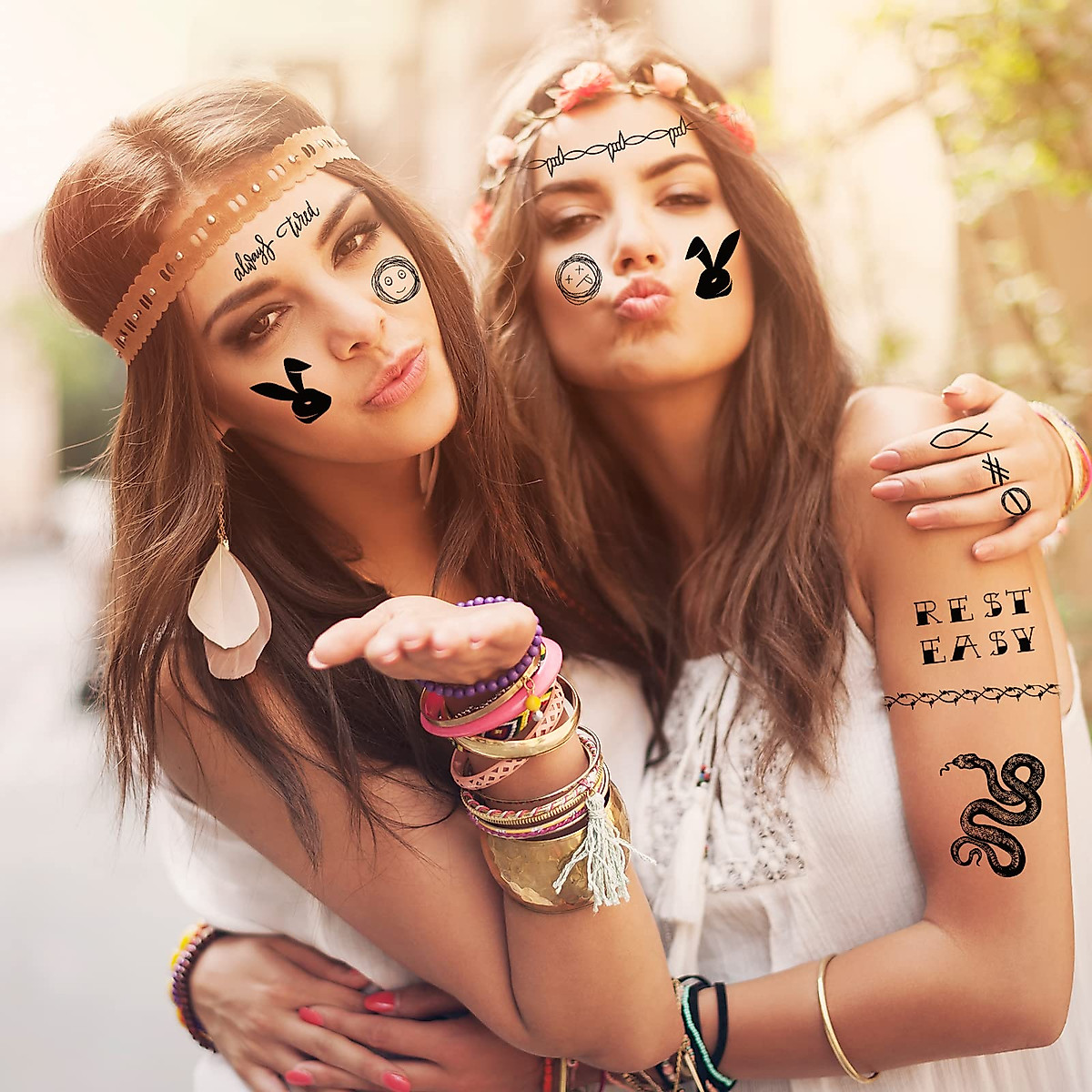 21 Sheets Halloween Tattoos, Malone Tattoos, Malone Face Temporary Tattoos Halloween Face Temporary Tattoos Skull, Spider, Snake, Lion, Owl, Bear tattoos for Halloween Costume Accessories and Parties