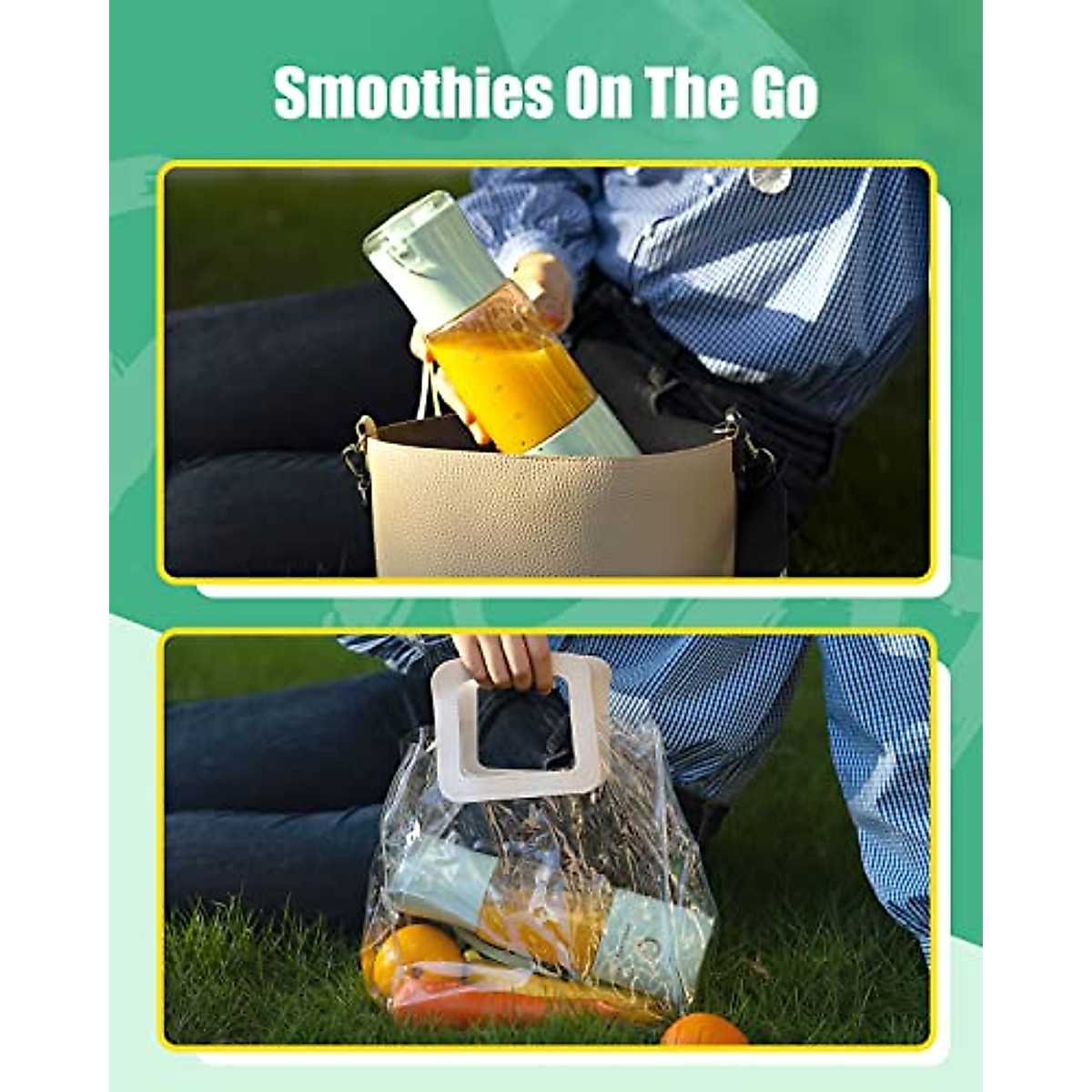 Portable Blender, Personal Blender for Shakes and Smoothies, Fresh Juice Mini Fast Blender with 6 Blades, Rechargable Single Blender BPA Free for Kitchen, Sport, Travel (Green)