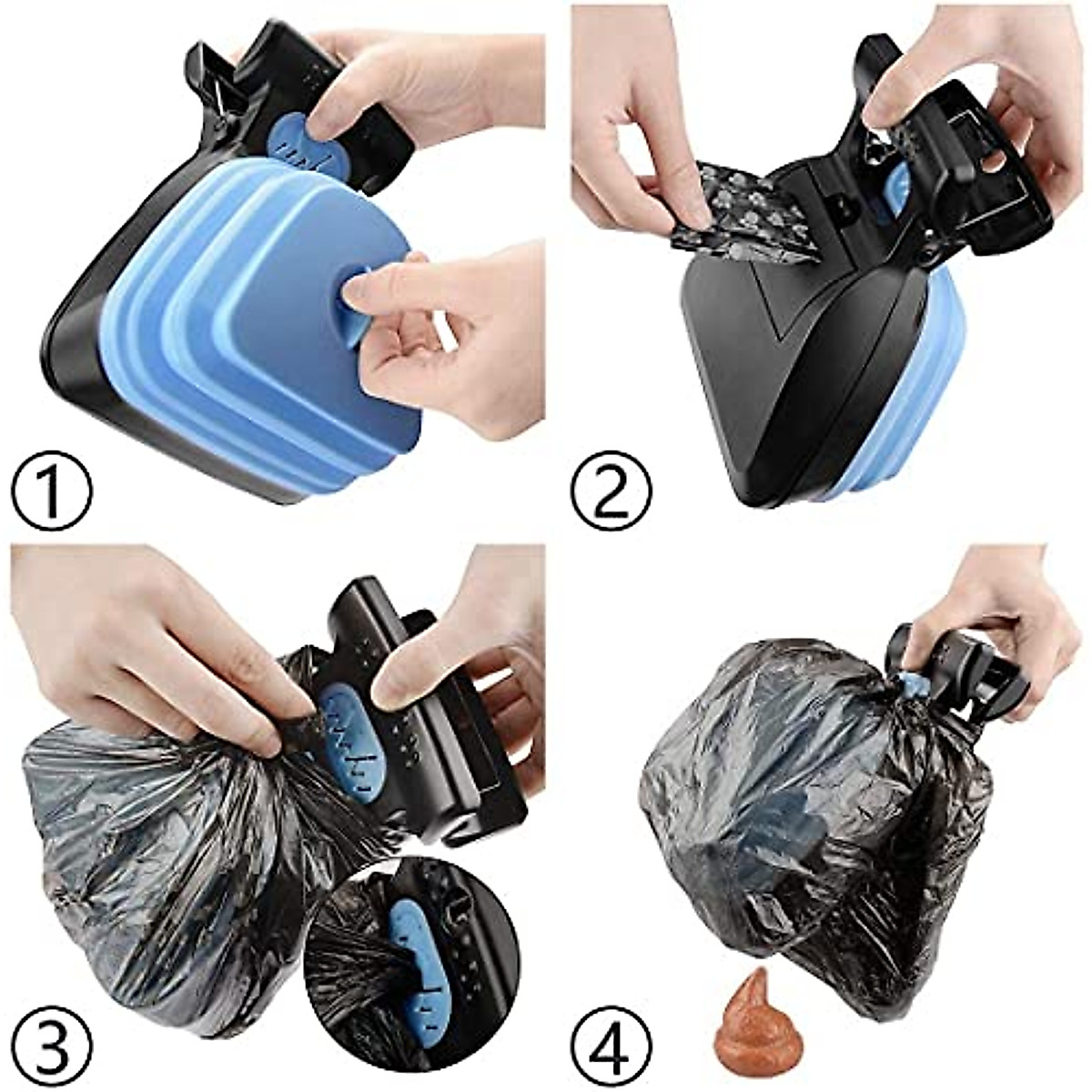 Dog Pooper Scooper For Large Dog-Portable Sanitary Dog Waste-Heavy Duty Dog Waste Cleaner with Bag Dispenser-Dog Leash Clip and 90PCS Waste Bags Included