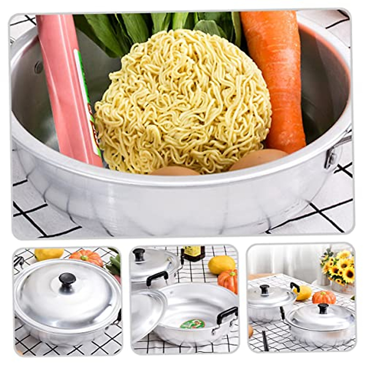 GANAZONO Instant Noodle Pots Cooking Pot Mini Pan Mini Saucepan 3pcs Small Aluminum Pan Ramen Pot Soup Pot Plastic Mini Korean Noodle Pot Korean Ramen Pot Biryani Cooking Pot