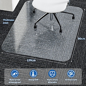 WASJOYE Office Chair Mat for Carpet Floor with Non-Slip Studded Lip, 36 x48 Inch Transparent Carpet Floor Protector Cover Rug Mat for Home Computer Desk Rolling Chair