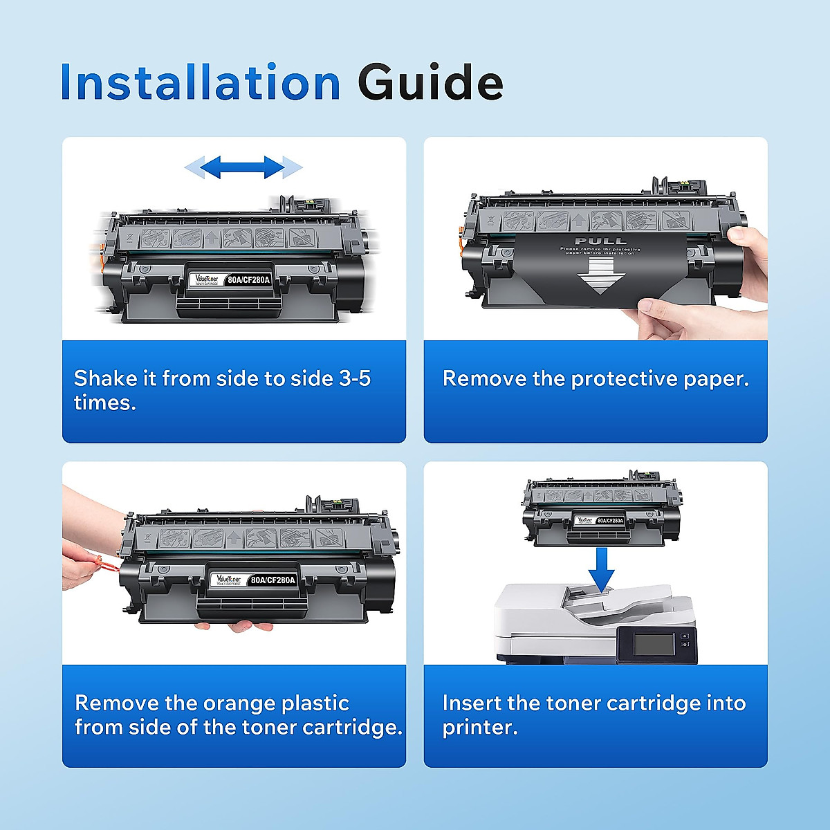 Valuetoner Compatible Toner Cartridge Replacement for HP 80A CF280A 80X CF280X 05A CE505A to use with Pro 400 M401n, M401dn, M401dne, MFP M425dn, M425dw, P2055DN Printer (2 Black)