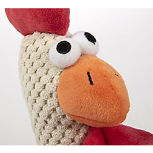 goDog Checkers Skinny Rooster Squeaky Plush Dog Toy, Chew Guard Technology - Brown, Large