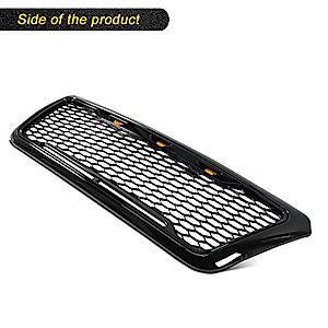 BoardRoad Front Grille Front Hood Grill Raptor Style Matte Black with 3 LED Lights Fit For 04-08 Ford F150 Including XL XLT FX2 FX4 STX XTR Flotillera Lariat King Ranch Platinum