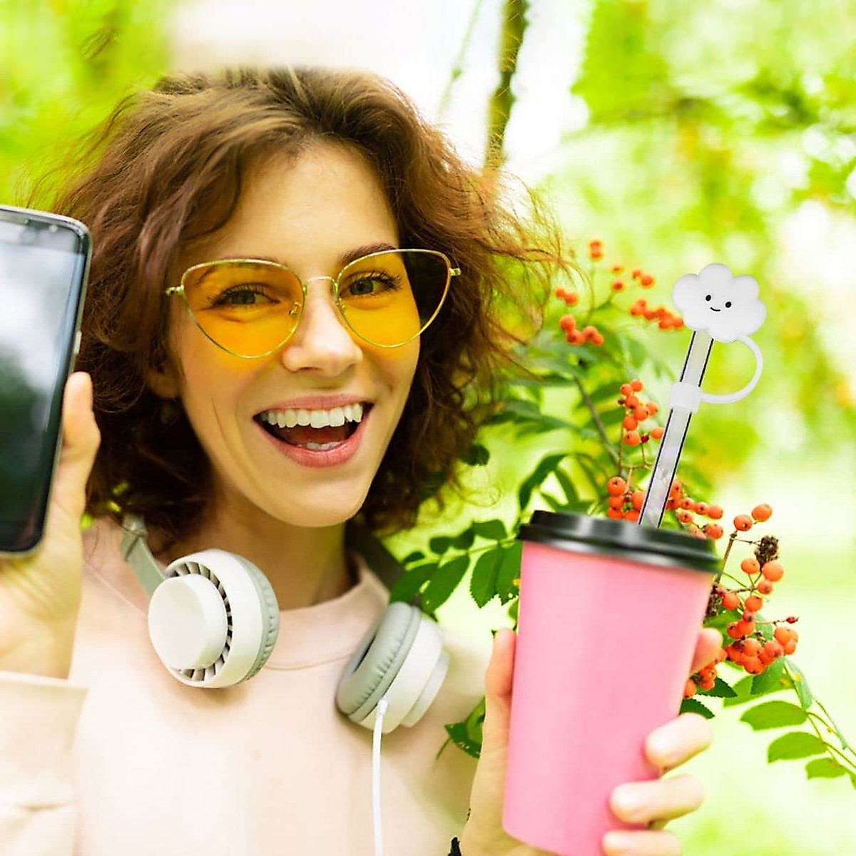 SEWACC 4 Pcs Straw Covers Silicone Straw Caps Reusable Drinking Straw Tips Lids Straw Toppers for Home Office