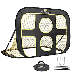 PodiuMax 2 in 1 Pop Up Soccer Goal - Indoor Outdoor Soccer Target Net for Improving Passing and Shooting Accuracy | Portable with Carrying Bag