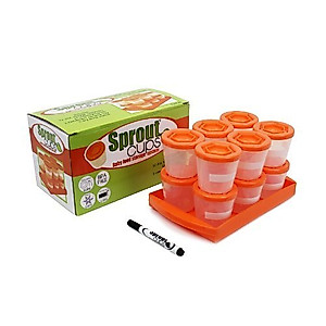 Baby Food Storage Containers w Write What You Want Lids (12 Pk)- 2oz Reusable, Stackable, Leakproof Plastic Jars- Freezer, Microwave & Dishwasher Safe- BPA/PVC Free- Green