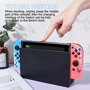 DLseego Purple Butterfly Flower Floral Switch Case 2017 Version Anti-Scratch Dockable Console Clear TPU Shell Romantic Soft Shock-Absorption Joy Con Cover For Regular Switch