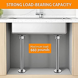 WICHEMI Undermount Sink Brackets, Set of 2 Adjustable Stainless Steel Sink Support Brackets, Never Fall Sink Repair System for Kitchen and Bathroom, Utility Sink Replacement Legs(16 to 29.5 inch)