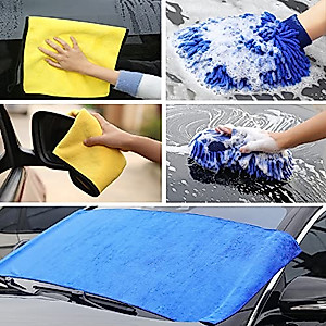 AUTODECO 30Pcs Car Wash Cleaning Kit - Car Care Wash Tools Set Car Detailing Set with Collapsible Bucket Snow Shovel