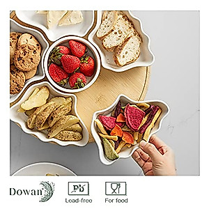 DOWAN 12 Inches Serving Tray and Platters, Divided Serving Bowls for Party, Removable Serving Dishes for Chips and Dip, Fruit, Veggies, Candy and Snacks, 7 Pieces, White