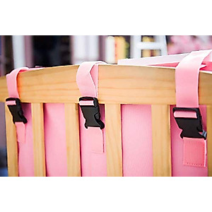 Bedside Caddy Improved With 3 POM Buckles -Hanging Organizer For Phone, Tablet, Accessory&TV Remote - Best For Dorm Room, Bunk Bed, Hospital Bed, Bed Rail, Headboard, Apartment, Bathroom&Travel (Pink)