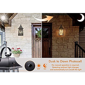 CLOUDY BAY 120V Outdoor Wall Lantern with Dusk to Dawn Photocell,Exterior Porch Light,House Wall Light,Includes LED Filament Bulb,Oil Rubbed Bronze
