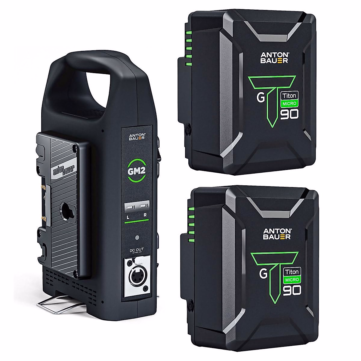 Anton Bauer 2X Titon Micro 90 14.4V 98Wh Gold Mount Batteries, Bundle GM2 Dual Charger
