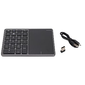 Sanpyl Numeric Keypad, 2.4G Bluetooth Number Pad Type C Numpad Keypad with Touchpad, Bluetooth 2.4G Dual Mode Laptop Keypad, for PC Desktop, Laptop, Notebook Computer(Grey)