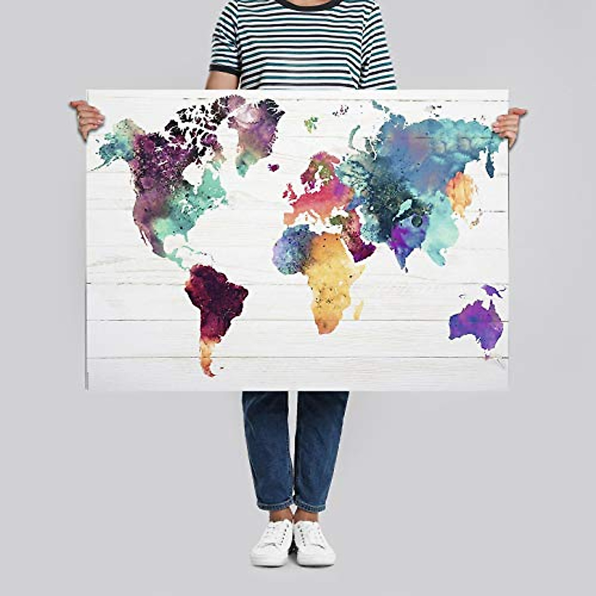 World map Poster The World in Watercolours (36"x24")