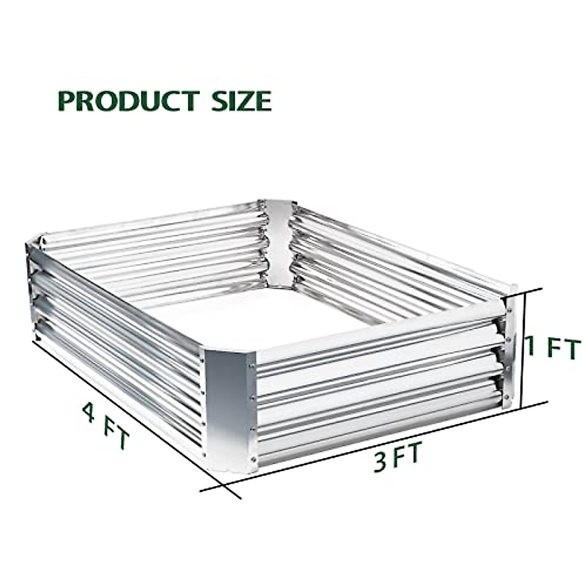 Gocamptoo Galvanized Raised Garden Bed Kit,Small Reinforced Metal Raised Boxes with Baking Varnish,Heavy Duty Planter Box Bed for Growing Flowers, Vegetables (4 x 3 Ft)