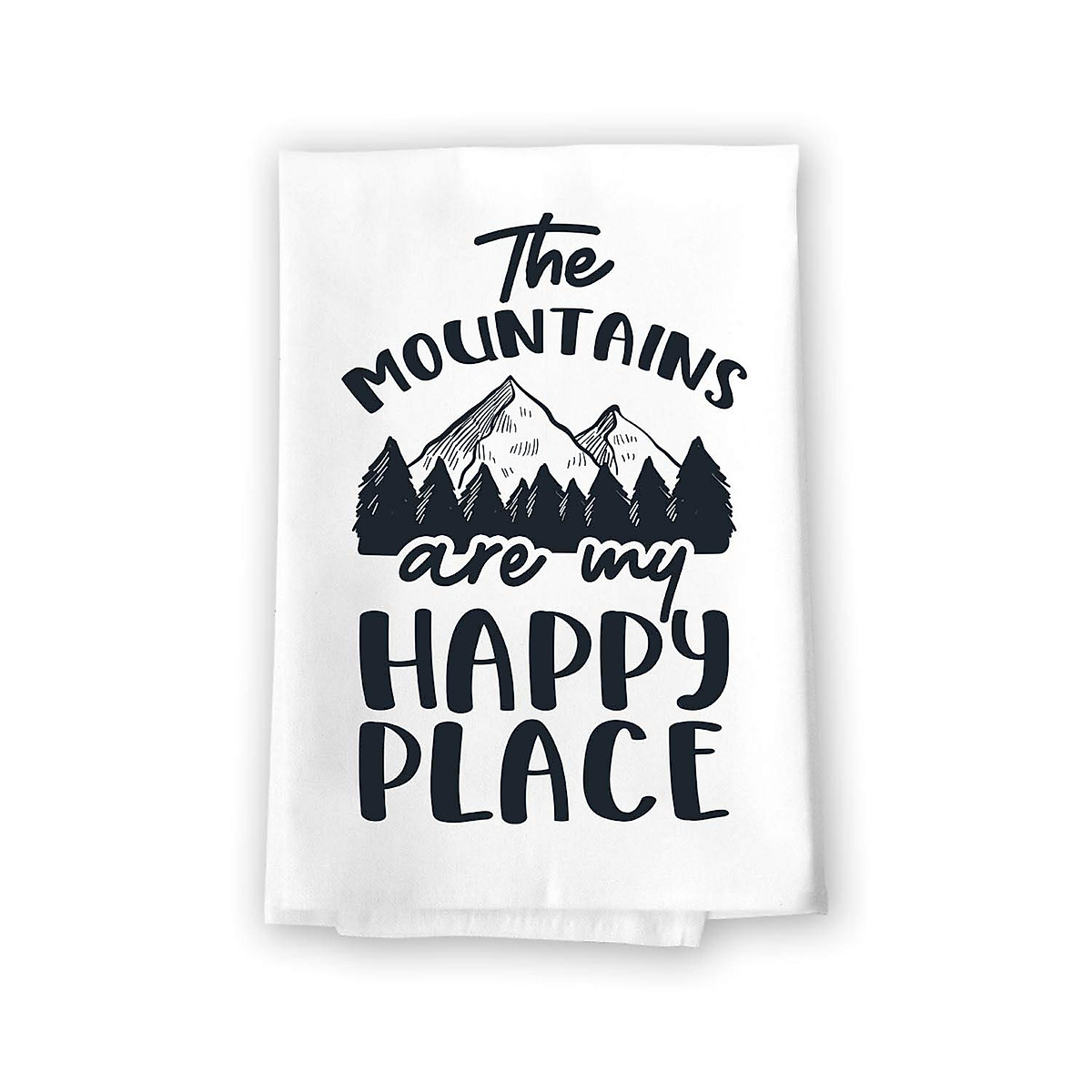 Honey Dew Gifts, The Mountains are My Happy Place, Home Kitchen Towels, Flour Sack 100% Cotton, Highly Absorbent Multi-Purpose Hand and Dish Towel