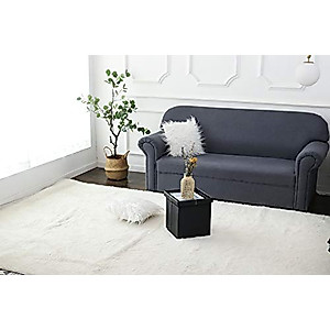 YCOCO Faux Leather Small Square Foot Rest Stools,Foot Stool with Storage,Folding Storage Ottoman Footrest Stool for Faux Leather Ottoman Chest,Toy Box Chest,11.8"X11.8"X11.8",Black Pack of 1