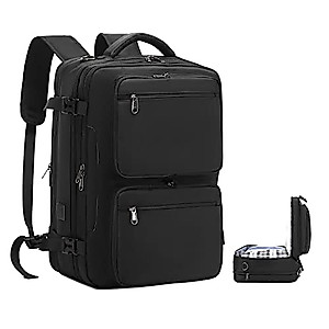 XJ-HOME Travel Backpack For Men,3 in 1 Expandable Laptop Backpack,As Personal Item Flight Approved Carry On Bag For Men and Women Fits 17.3 Inch Notebook,Black