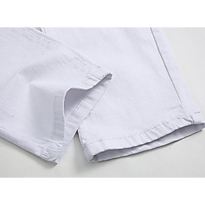 Men's White Skinny Slim Fit Stretch Straight Leg Fashion Jeans Pants, 33W