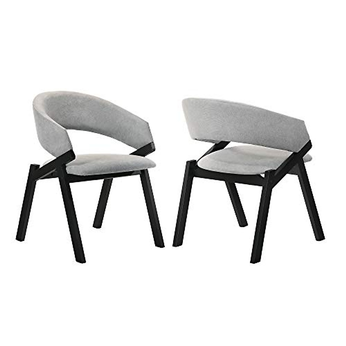 Armen Living Talulah Fabric and Veneer Dining Side Chairs-Set of 2, 19" Seat Height, Gray/Black