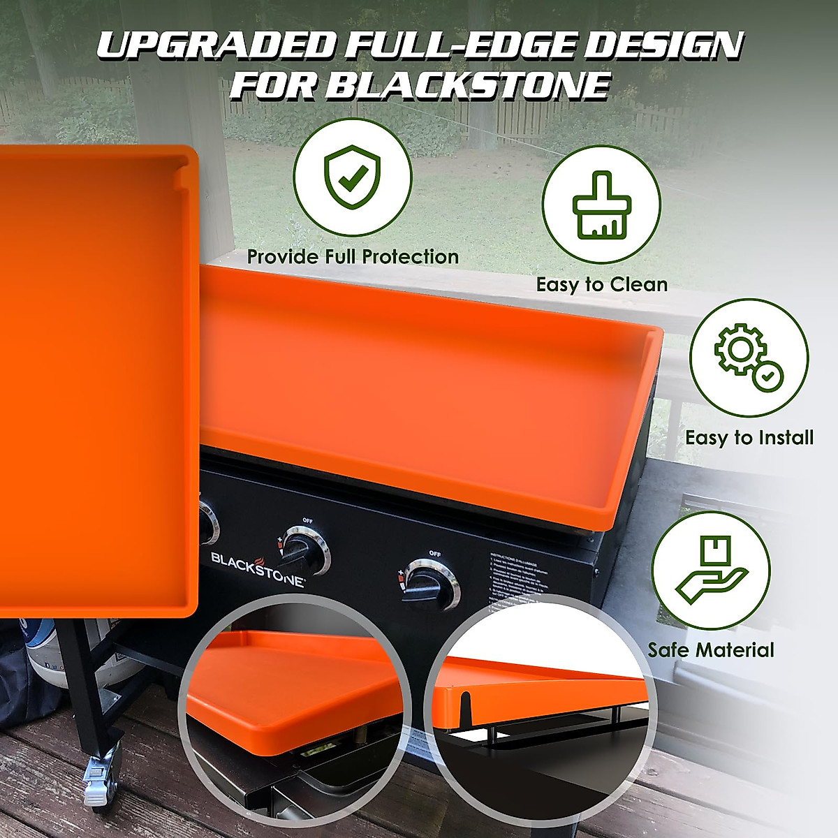 Silicone Griddle Cover for Blackstone Grill 28 Inch,Full-Edge Protective Blackstone Cover, Heavy Duty Food Grade Silicone Mat,All Season Griddle Accessories(Orange)