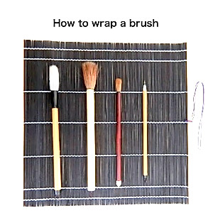 KUDOS.JP Calligraphy Brush Holder Roll-up Portable Protector, Natural Bamboo Brush Wrap - Japan Import