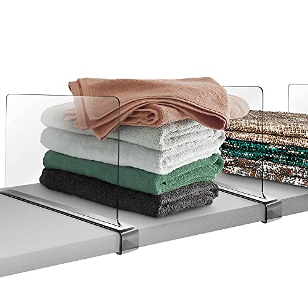 ERFEI Shelf Dividers for Closet Organization Clear Acrylic Shelves Organizer Multifunction Closet Separator in Bedroom Kitchen and Office (12pcs)