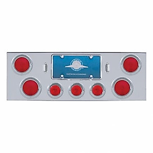 United Pacific 21613 - Tail Light Panel - Chrome Rear Center Panel With Four 4" Lights & Three 2.5" Lights & Visors
