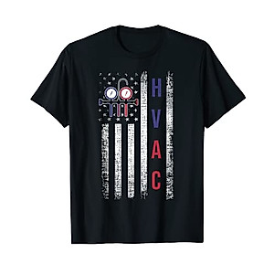HVAC Technician Men American Flag USA Vintage T-Shirt