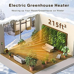 Greenhouse Heater with Digtal Thermostat, Outdoor Patio Heater for Grow Tent, Overheat Protection, Fast Heating, Space Heater For Greenhouse, Workplace