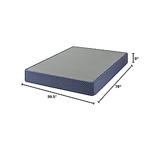 Mellow 9 Inch High Profile Box Spring, Heavy Duty Steel with Fabric-Cover, Easy Assembly, Navy, Queen