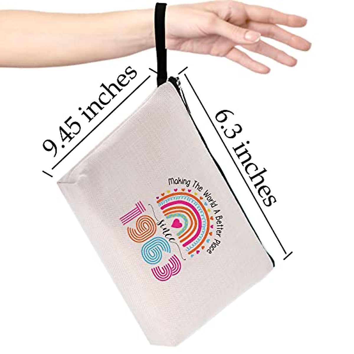 Hanamiya Na 60th Birthday Gifts for Women-Making The World A Better Place Since 1963, 60 Years Old Makeup Bag for Her, Friend, Mom, Sister, Wife, Aunt, Coworker Boss