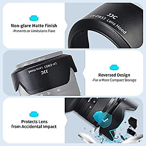 JJC Camera Lens Hood Shade for Canon EF-M 15-45mm f/3.5-6.3 is STM & RF-S 18-45mm f/4.5-6.3 is STM Lens on Canon EOS R7 R10 M50 M50 Mark II M5 M6 M6 Mark II M200 M100 M10 Replaces Canon EW-53 Hood