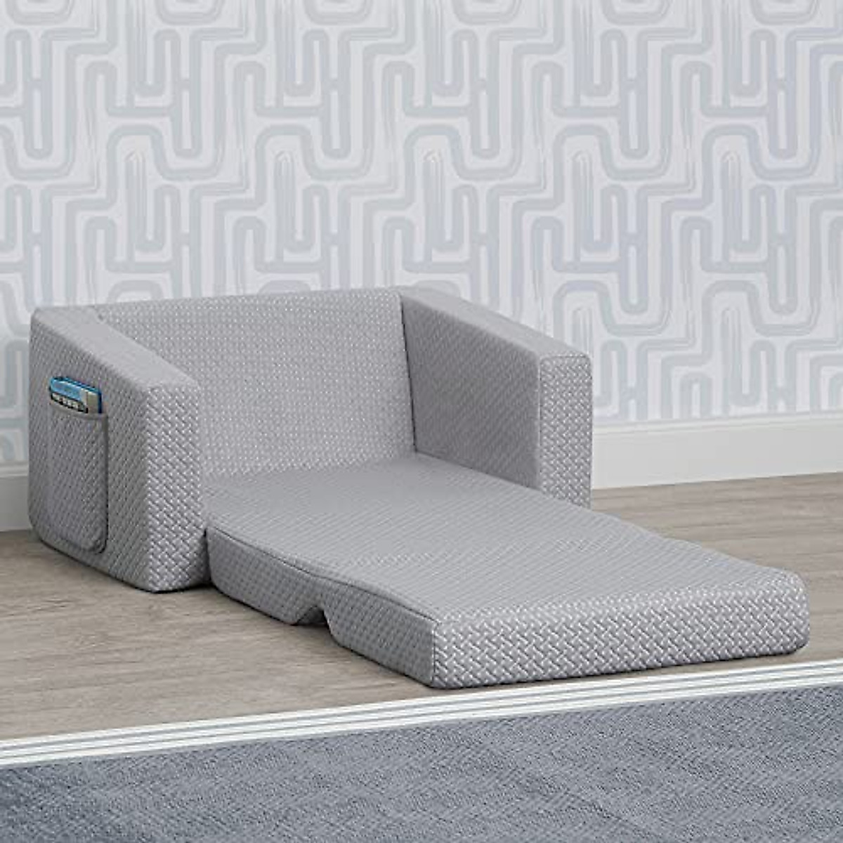 Delta Children Serta Cozee Flip Out Memory Foam Chair, Grey