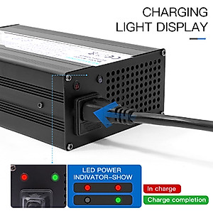 MAYOUNG 48V15A Lithium Iron Battery Charger 58.4Volt 15Amp LiFePO4 Battery Smart Charger Used for 16S 51.2V 48V 80ah 100ah 120ah 150ah 200ah Battery with DC Connetor SB 50A