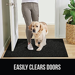 Gorilla Grip Waterproof Heavy Duty Traffic Guard Doormat, Stain and Fade Resistant Indoor Outdoor, Durable Rubber, Low Profile Door Mat, Shoe Scraper, Welcome Rug Mats for Entry, 72x48, Black