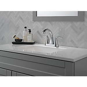 Delta Faucet Arvo Single Hole Bathroom Faucet, Single Handle Bathroom Faucet Chrome, Bathroom Sink Faucet, Drain Assembly Included, Chrome 15840LF