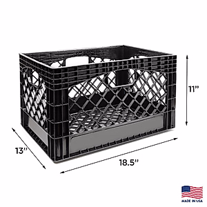 DuraTuff Heavy Duty Milk Crates for Storage - 19"x13"x11" Stackable Storage Containers - Durable High-Density Polyethylene Plastic - Ideal for Kitchen Storage