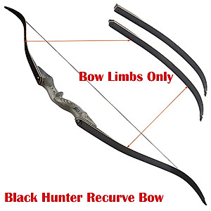 ZSHJGJR Archery Black Hunter Recurve Bow Limbs Replacement Bow Limbs 25-65lbs Right/Left Hand (30lbs, Right Hand)