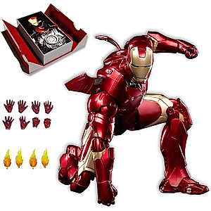 UXOUYIC Irοnman Movie Series - Collectible Irοnman Action Figure Metal Painting 20 Joints Movable Model Toys (7 inches) (Mark 3)