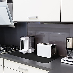 FLASLD Kitchen Coffee Maker Heat Resistant Mat, Waterproof Silicone Coffee Mat, Fireproof Countertop Protector Cover Mat Under Oven, Coffee Maker, Cutting Board, Bread Machine (Brown, 16"X25")