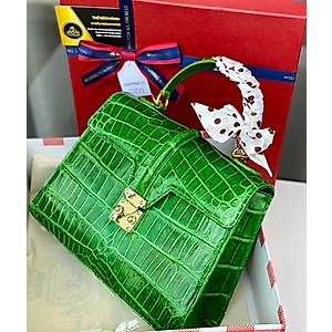 Genuine Green Crocodile Alligator Leather handbag, Crocodile Women Tote, Alligator Women Purse, Lady Bags