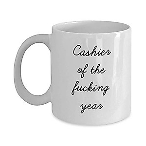 Best Cashier Mug Funny Appreciation Mug for Coworkers Gag Swearing Mug for Adults Novelty Tea Cup