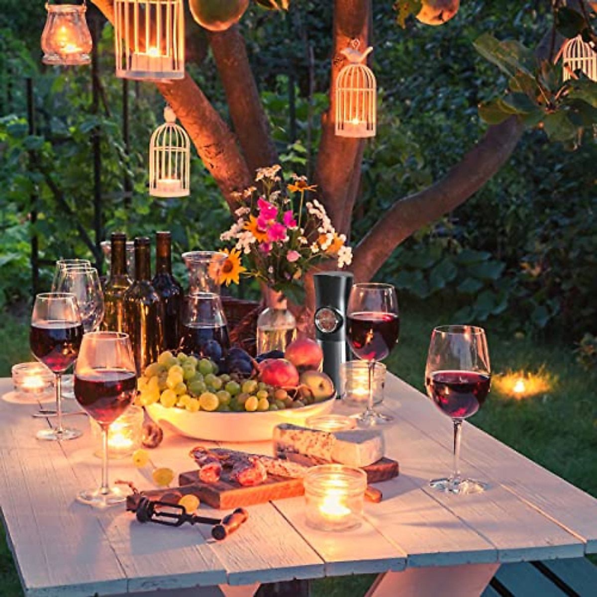 Electric Salt and Pepper Grinder Set,Gravity Automatic Salt & Pepper Grinder with Dual Charging Base，Adjustable Coarseness Mills salt grinder, White LED Light, Dust Cap, One Hand Operation，2 Pack