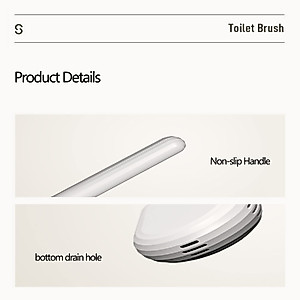 V-SHWAS Toilet Brush and Holder, Silicone Toilet Bowl Brush with Ventilated Holder Cleaning Supplies Toilet Cleaner Brush Bathroom Accessories （White