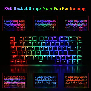 HUO JI E-Yooso Z-88 RGB Mechanical Gaming Keyboard, Red Switches, 60% Compact 81 Keys Hot Swappable for Mac, PC, Cute Pink