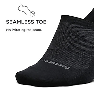 Feetures Elite Invisible Socks - Anti-Slip Sport Sock Liner with Targeted Compression - Black, S (1 Pair)