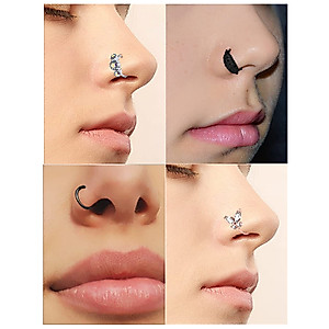 Vsnnsns 20G Nose Rings Hoop Nose Piercing Jewelry Stainless Surgical Steel Daith Rook Cartilage Helix Earrings Hoop Ear Nose Septum Rings Body Piercing Jewelry for Women Men 8mm 27 PCS